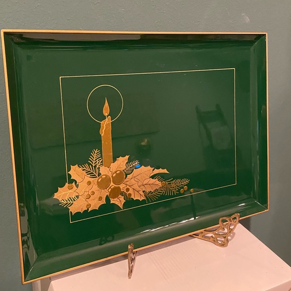 Otagiri | Holiday | Vintage Otagiri Large Green Lacquerware Tray ...